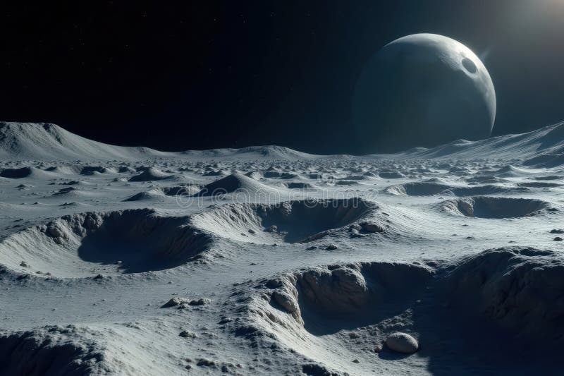 Jagged Lunar Craters, Desolate Dust, Distant Earth , Earth, Contrast ...