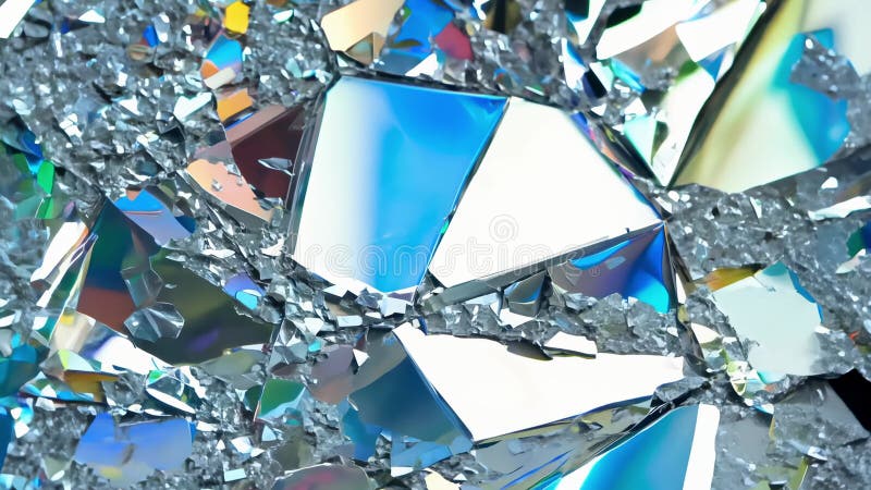 Jagged Mirror Shards Reflect Fragmented Objects in a Rotating Top-view ...