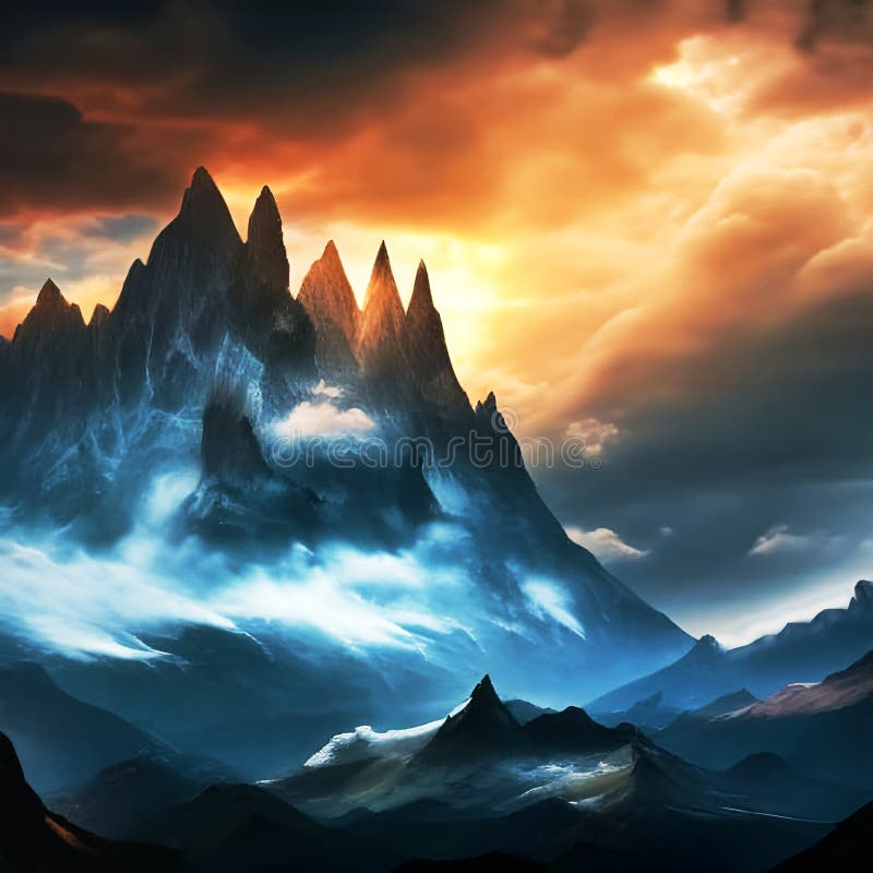 Jagged mountain range stock illustration. Illustration of vista - 270470255