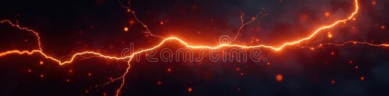 Jagged Orange Lightning Crackles Across Black, Thunderstorm, Bright ...