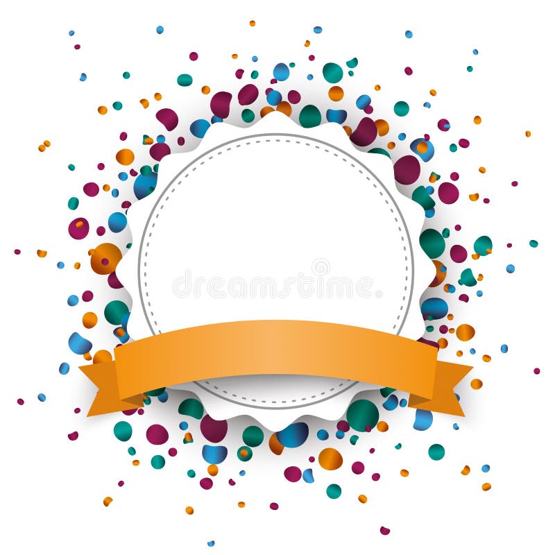 Jagged Paper Emblem Ribbon Confetti Stock Illustration - Illustration ...