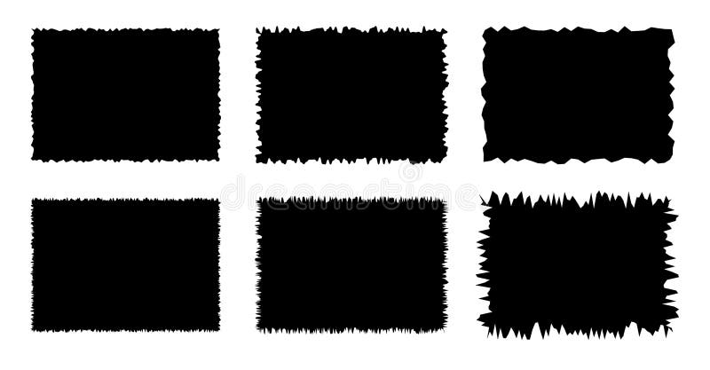 Jagged Rectangle. Black Simple Shape. Rectangle Paper Template Jagged ...
