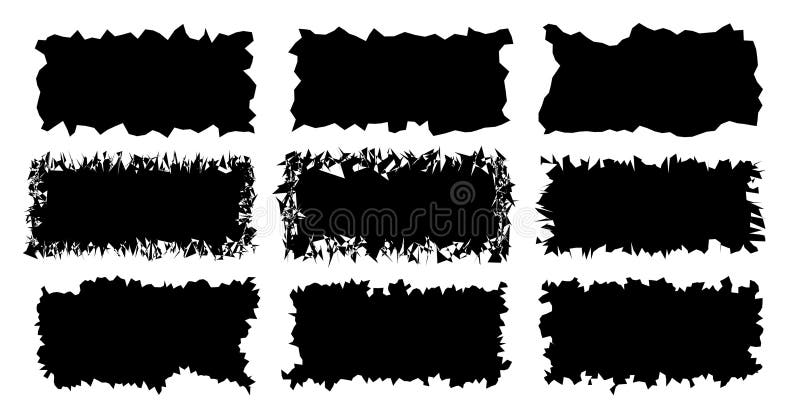 Jagged Rectangle. Black Simple Shape. Rectangle Paper Template Jagged ...