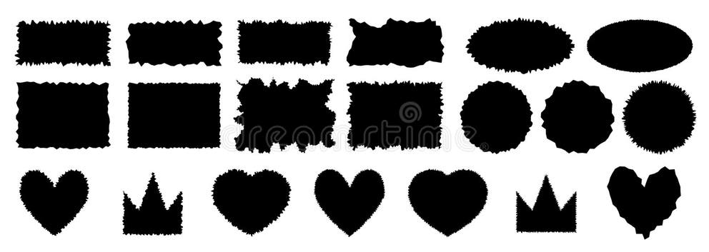 Jagged Rectangle. Black Simple Shape. Rectangle Paper Template Jagged ...