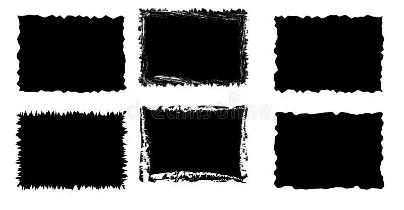 Jagged Rectangle. Black Simple Shape. Rectangle Paper Template Jagged ...