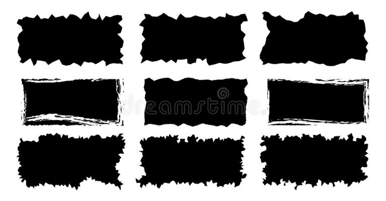 Jagged Rectangle. Black Simple Shape. Rectangle Paper Template Jagged ...