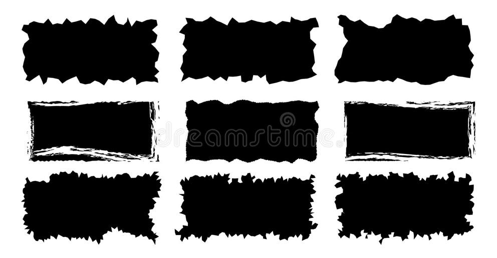 Jagged Rectangle. Black Simple Shape. Rectangle Paper Template Jagged ...