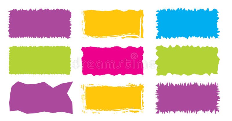 Jagged Rectangle. Bright Color Simple Shapes. Rectangle Paper Template ...