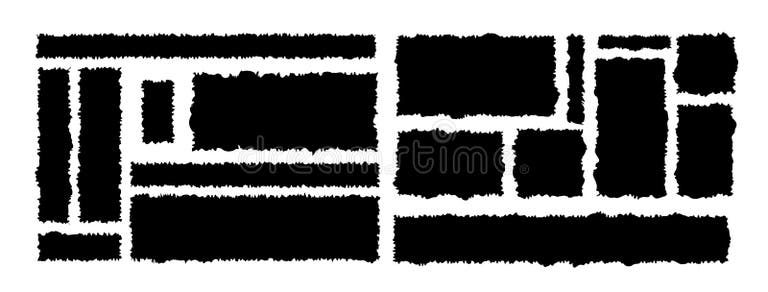 Jagged Rectangle Shapes Set. Collection Rectangular Symbols with Jagged ...