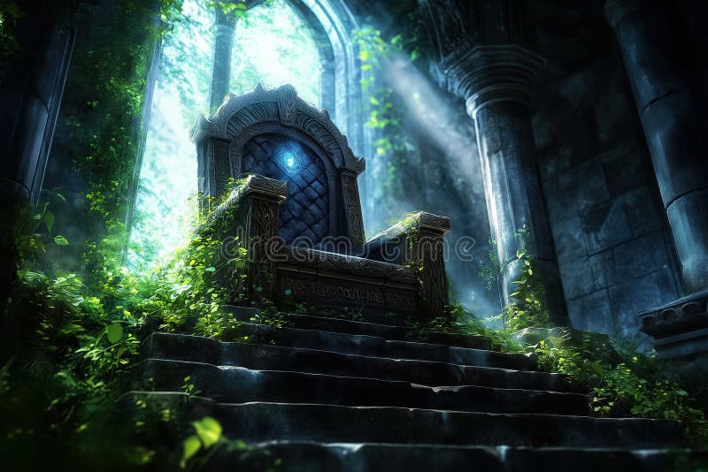 A Jagged Rock Throne Sits in an Ancient Hall, Illuminated by Sunlight ...