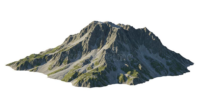 Jagged, Rocky Mountain Model with Steep Ridges and Peaks. the Surface ...