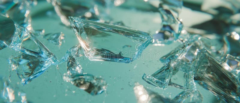 Jagged Shards of Shattered Glass with Reflective Surfaces Create a ...