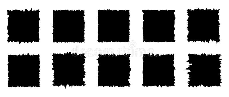 Jagged Square. Set of Torn Paper Pieces. Textured Grunge Element Bundle ...
