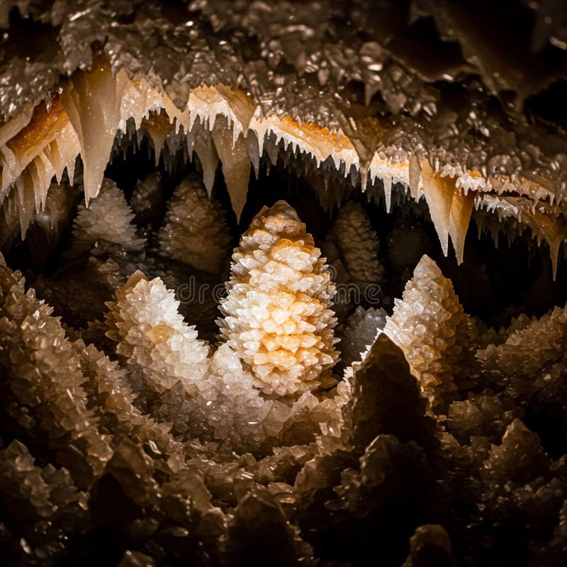 Jagged Stalactites and Stalagmites Form in a Cave, Creating a Tooth ...