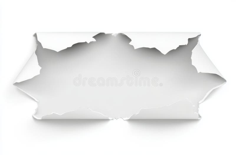A Jagged Tear in Torn Paper, Set Against a White Background Stock Image ...