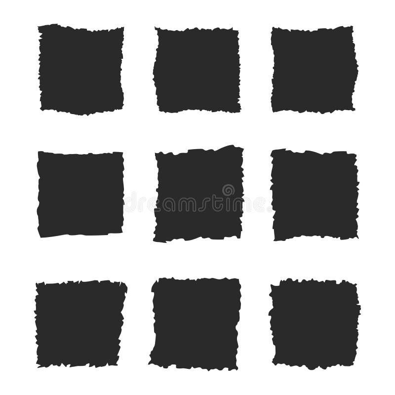 Jagged Torn Paper Set. Black Shape Ripper and Strip. Texture Grunge ...