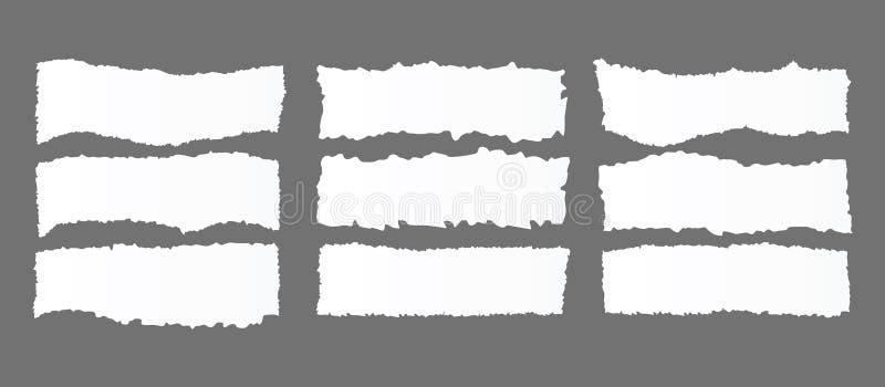 Jagged Torn Paper Set. Black Shape Ripper and Strip. Texture Grunge ...