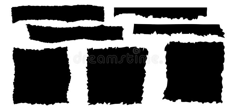 Jagged Torn Paper Set. Black Shape Ripper and Strip. Texture Grunge ...