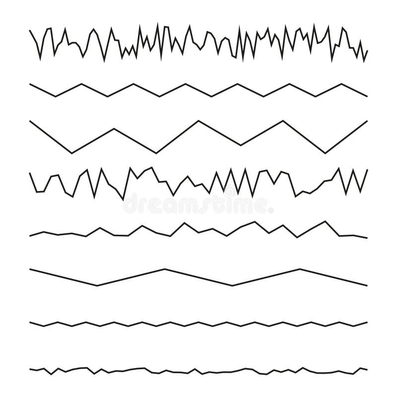 Jagged and Wavy Lines. Black and White Vector Set. Geometric and ...