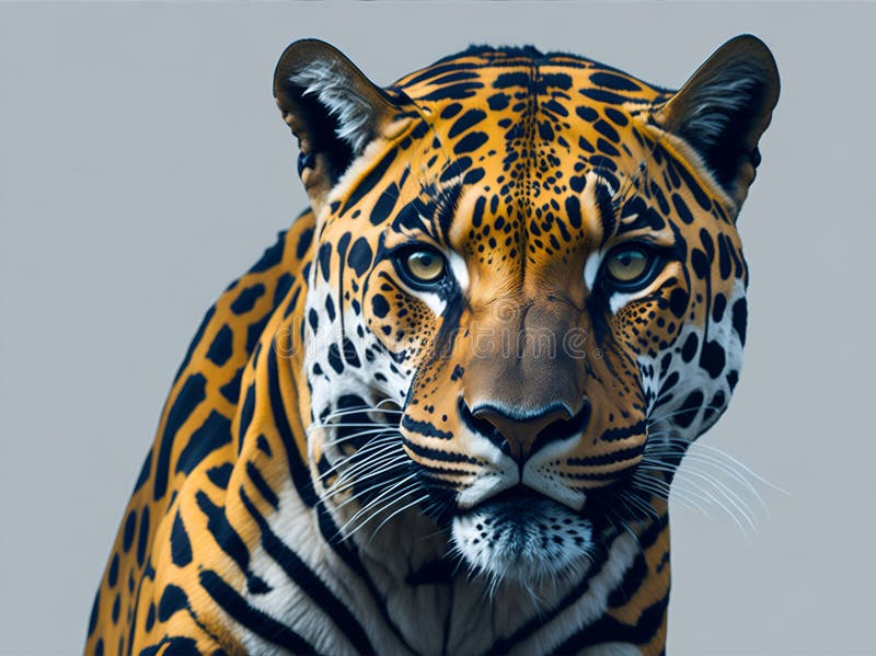 Jaguar - Animal Front View, Isolated on White, Shadow. Ai Generated ...