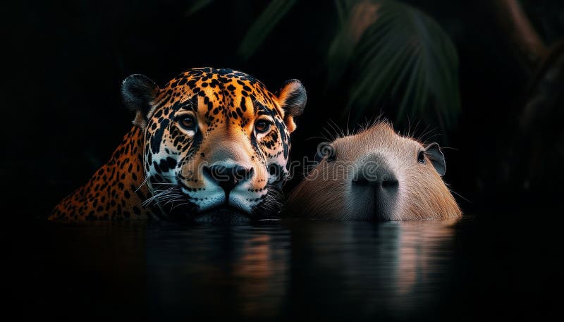Jaguar and Capybara a Captivating Study in Contrast, Wildlife Portrait ...