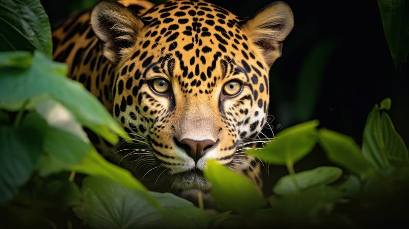 A Jaguar in the Jungle within the Dense Amazon Rainforest Stock Photo ...