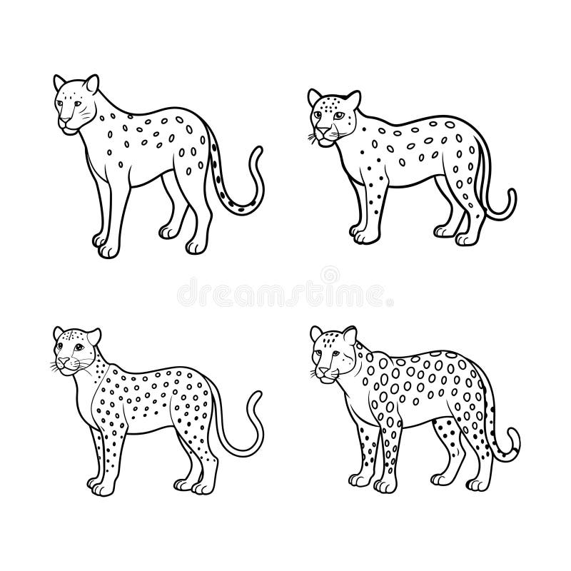 Jaguar Line Art Vector Illustration Stock Illustration - Illustration ...