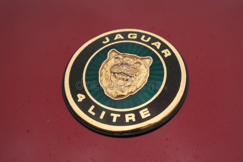 Jaguar 4 Litre Badge editorial stock photo. Image of symbol - 85586998