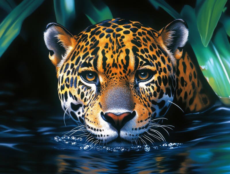Jaguar Navigating the Amazon River in a Wildlife Action Adventure Set ...