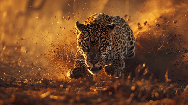 A Jaguar is Running in Very Fast Speed Stock Illustration ...