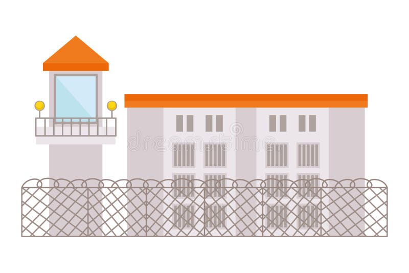 Jail building with fence stock vector. Illustration of wall - 357596813