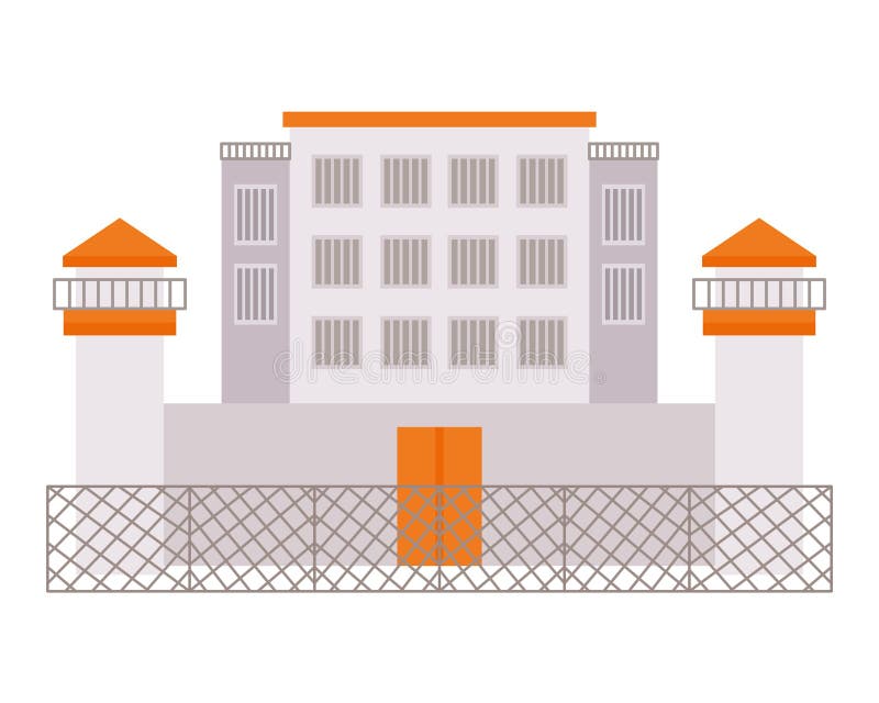Jail building fenced stock vector. Illustration of crime - 357596953