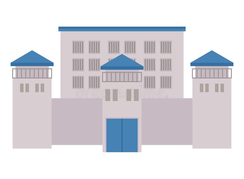 Jail Building with Watchtowers Stock Vector - Illustration of ...