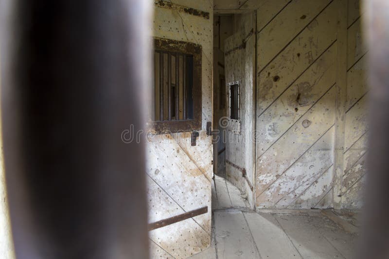 Abandoned Jail Common Room in Cell Block Stock Photo - Image of ...