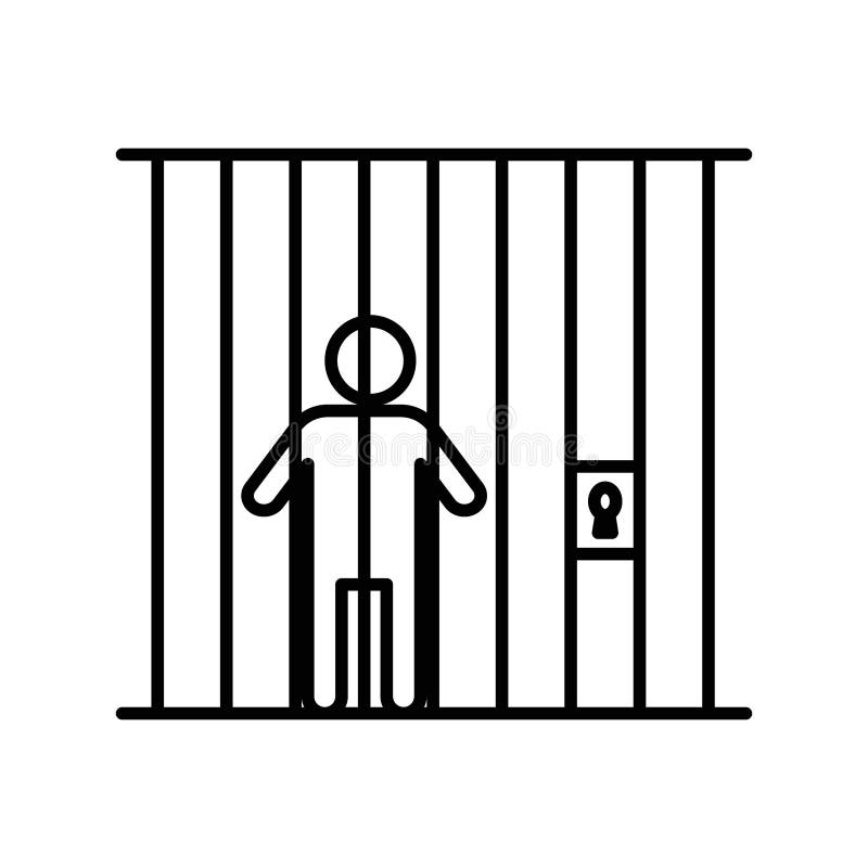Jail Criminal Prisioner Icon Linear Logo Mark in Black and White Stock ...