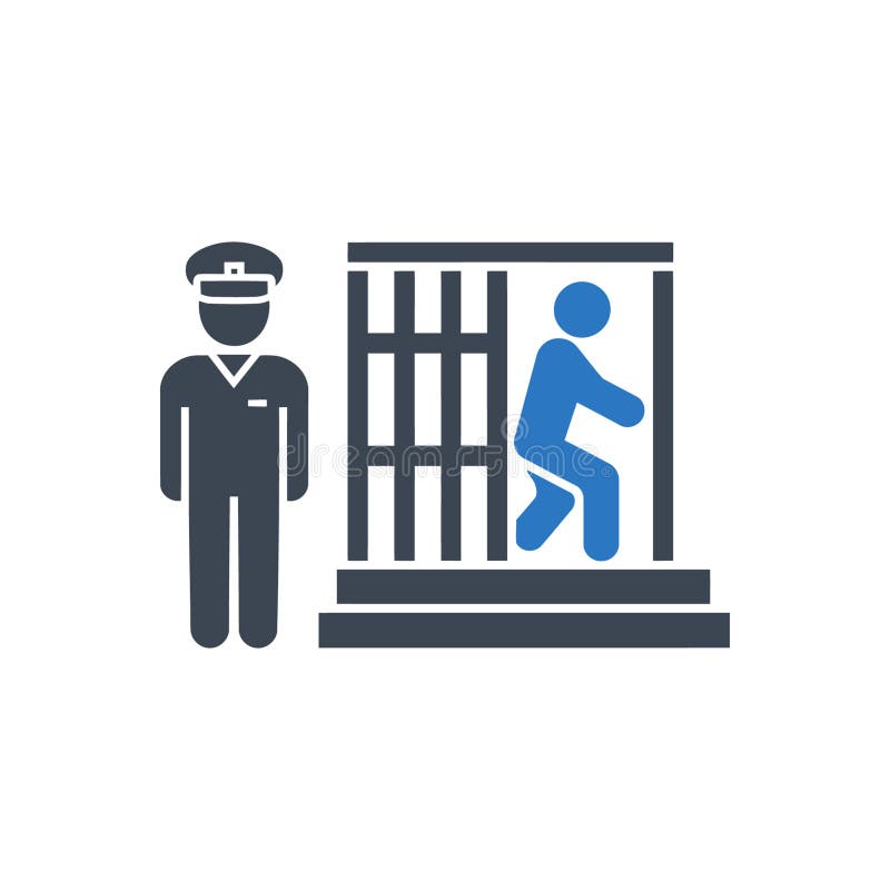 Jail Guard Monitoring Icon stock vector. Illustration of inmate - 350117153