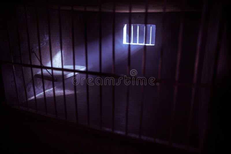 Jail or Prison Cell. Old Grunge Prison Miniature. Dark Prison Interior ...