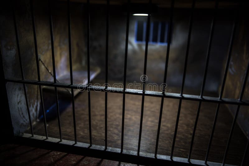 Jail Or Prison Cell. Old Grunge Prison Miniature. Dark Prison Interior ...