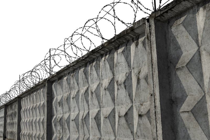 Prison Wall with Barbed Wire. Law and Justice Stock Image - Image of ...