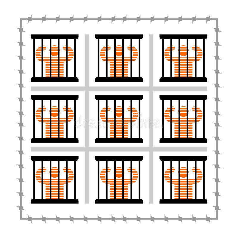 Jail Symbol. Prisoner in Prison. Perpetrator and Bars on Windows Stock ...