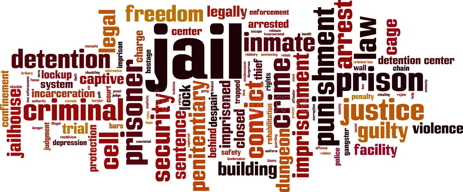 Jail word cloud stock vector. Illustration of police - 165408439