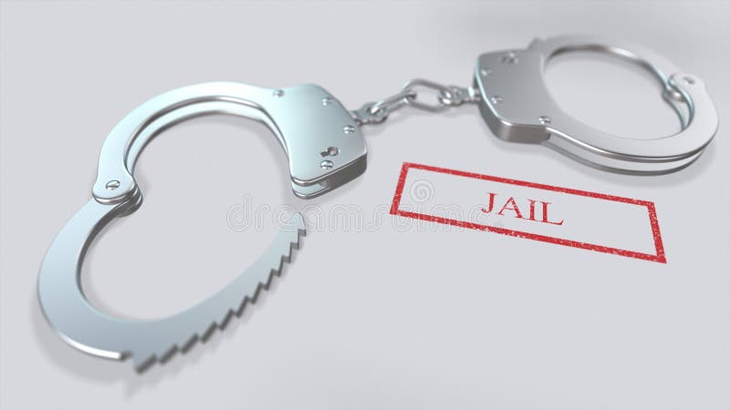 Jail Word and Handcuffs 3D Illustration Stock Illustration ...