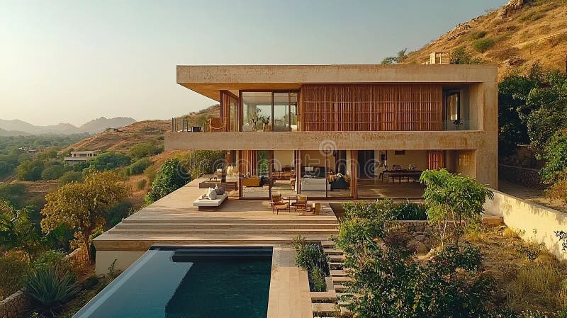 Jaipur Modern House Design Exterior in India Stock Illustration ...