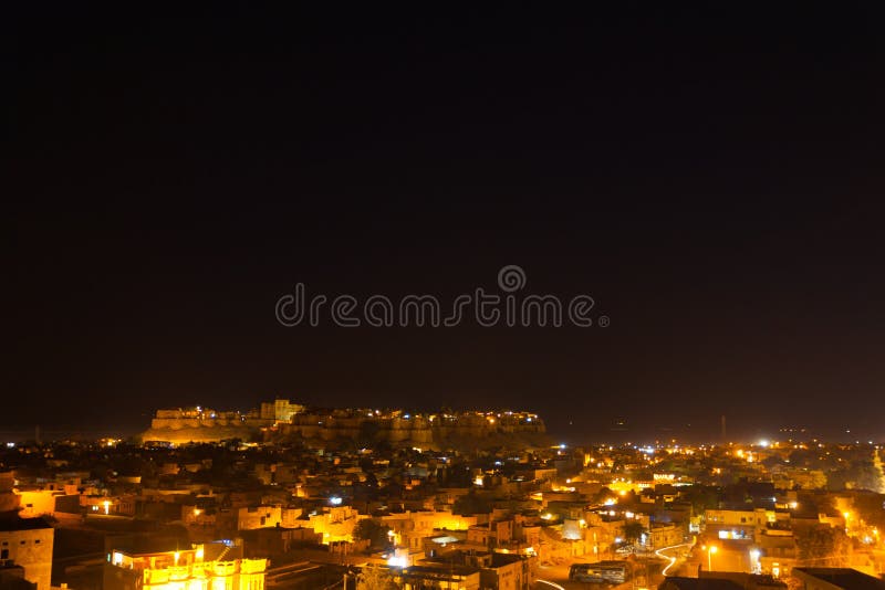 Jaisalmer Fort Night Cityscapee Stock Image - Image of famous, india ...