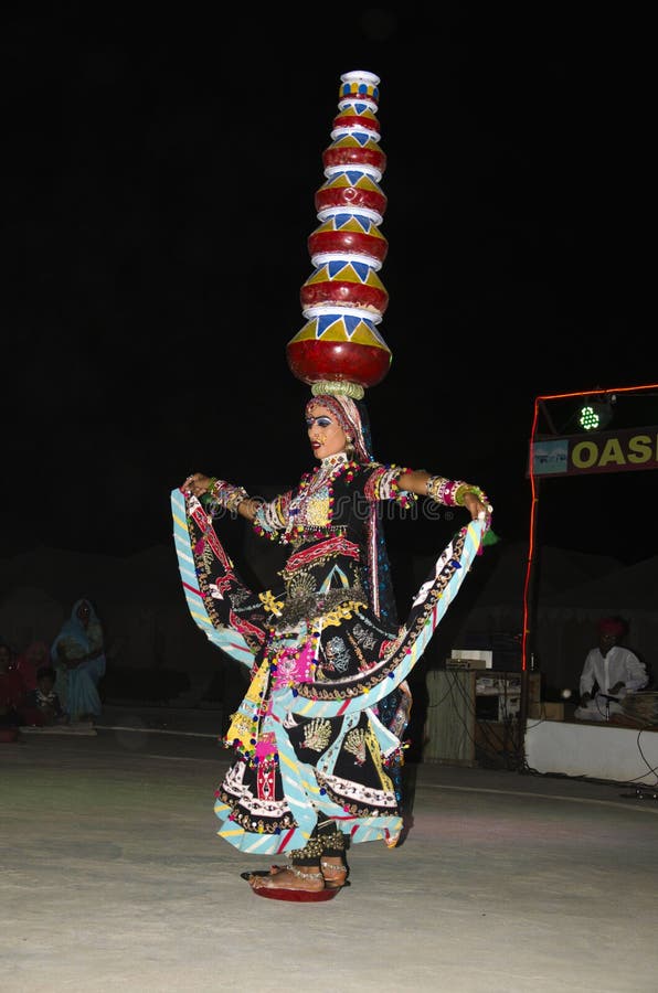 JAISALMER, RAJASTHAN, INDIA, November 2018, Dancer Performs Mataka Folk ...