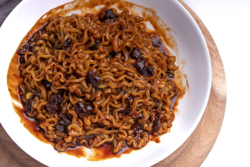 Jajangmyeon Korean Instant Noodles Black Noodles Stock Image - Image of ...