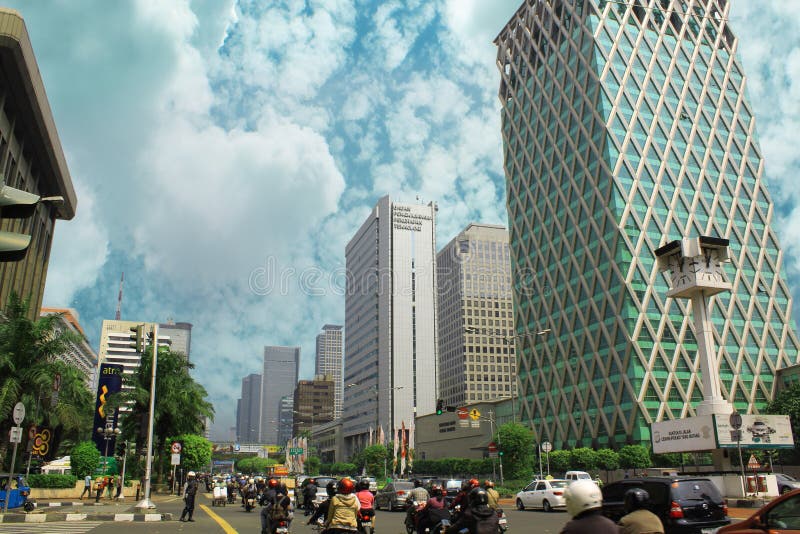 Jakarta city central editorial photography. Image of scraper - 25609362