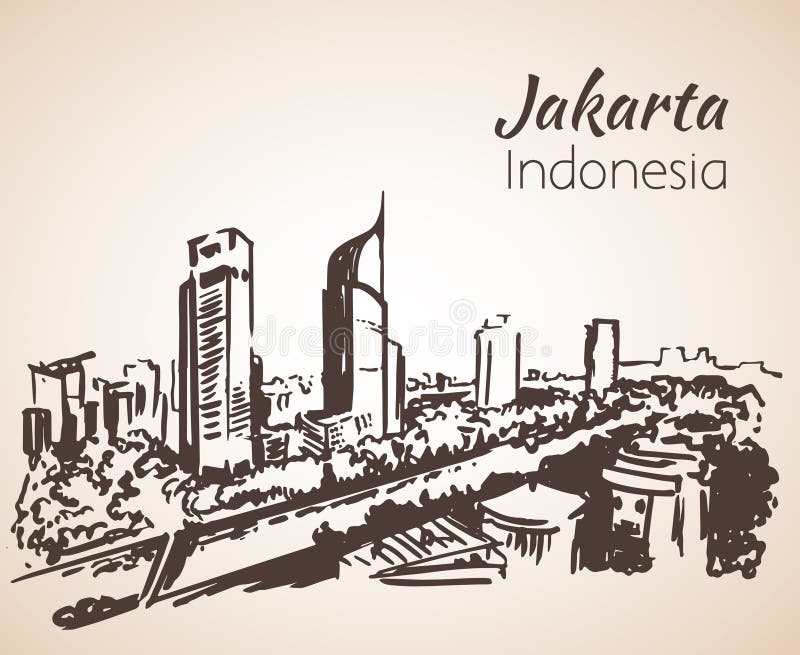 Jakarta Cityscape Vector Illustration in Paper Cut Design. Jakarta ...