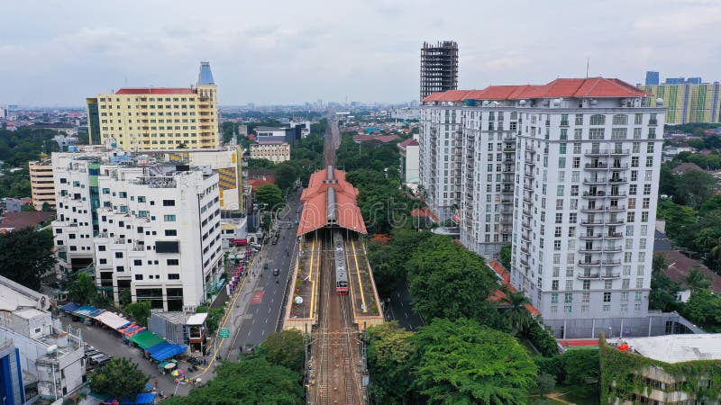 Jakarta Commuter Line Arrive at Railway Station, Central Jakarta Stock ...