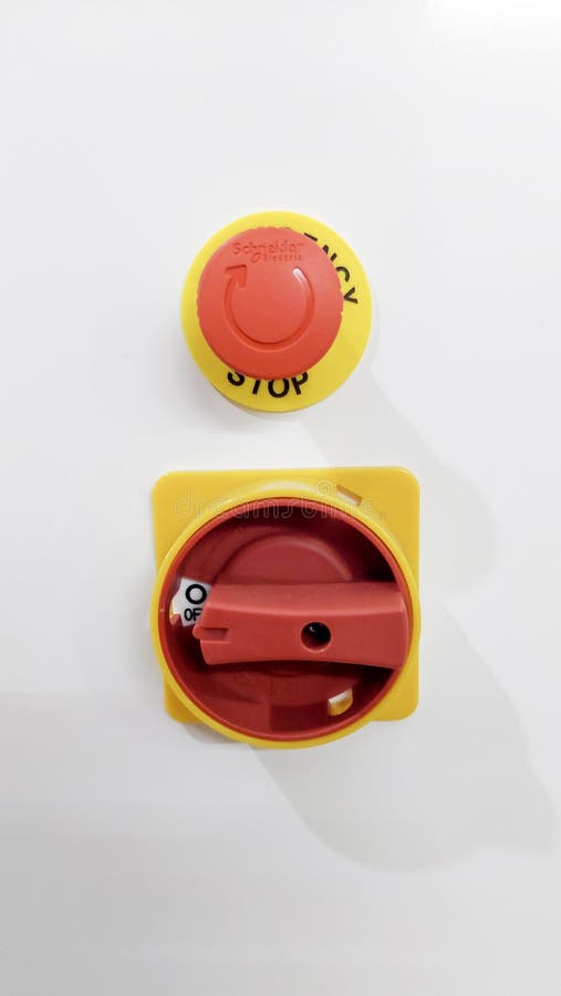 Rotary Handle and Large Red Emergency Stop Button Editorial Image ...